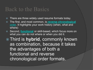 Hybrid format resume workshop | PPTX