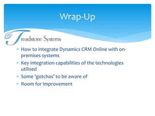 Hybrid Integration with Dynamics CRM Online, Microsoft Azure Service Bus and AppFx.ServiceBus | PPT
