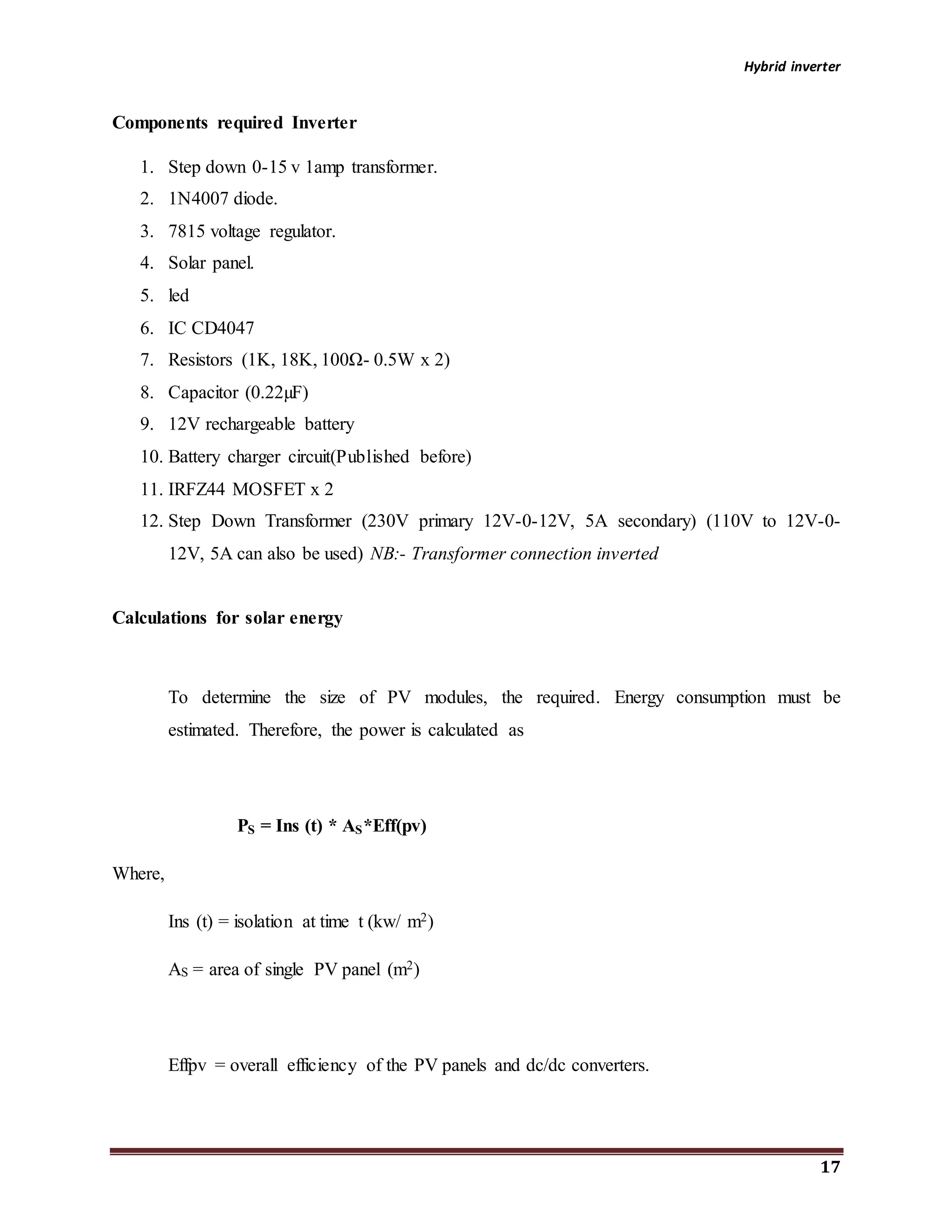 Hybrid inverter project report | PDF