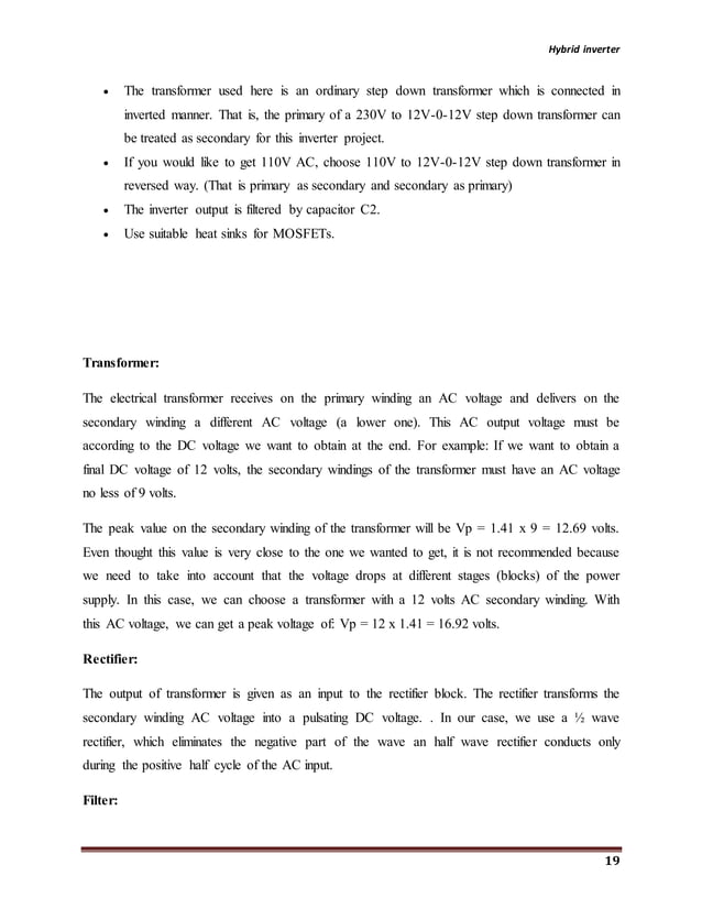 Hybrid inverter project report | PDF