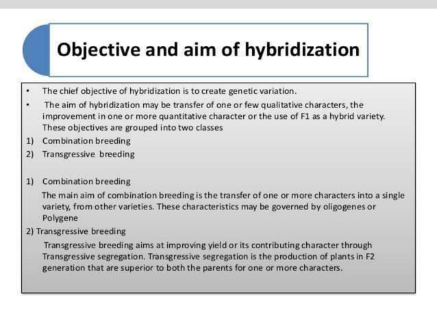 Hybridisation in crop plants | PPTX | Agriculture | Industries