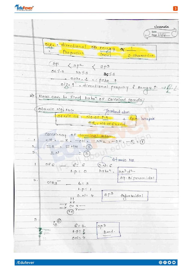 Hybridisation - Chemistry Handwritten Notes | PDF
