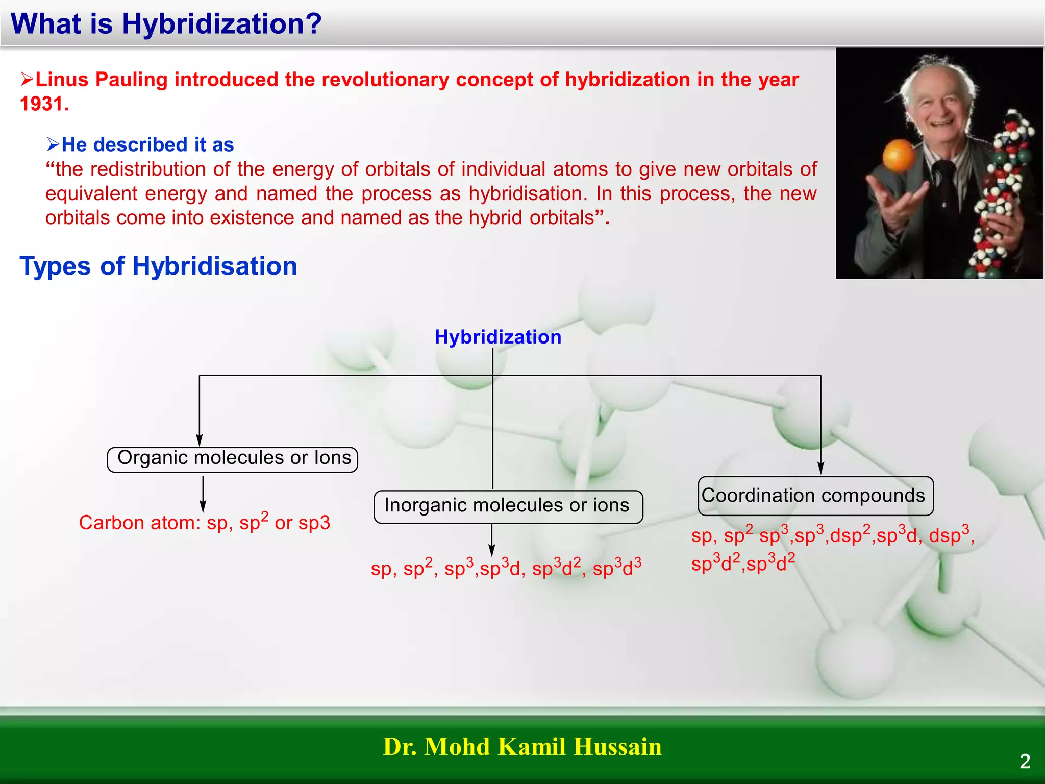 Hybridization and molecular geometries of Organic and inorganic ...
