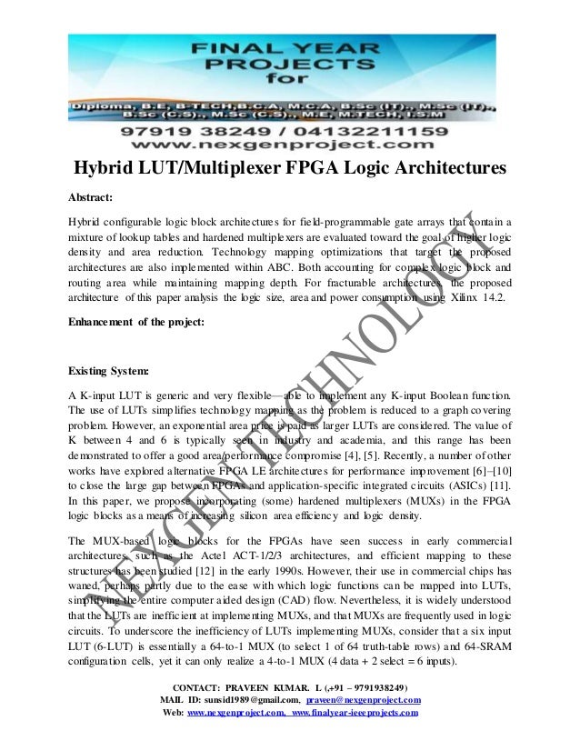 Hybrid Lut Multiplexer Fpga Logic Architectures
