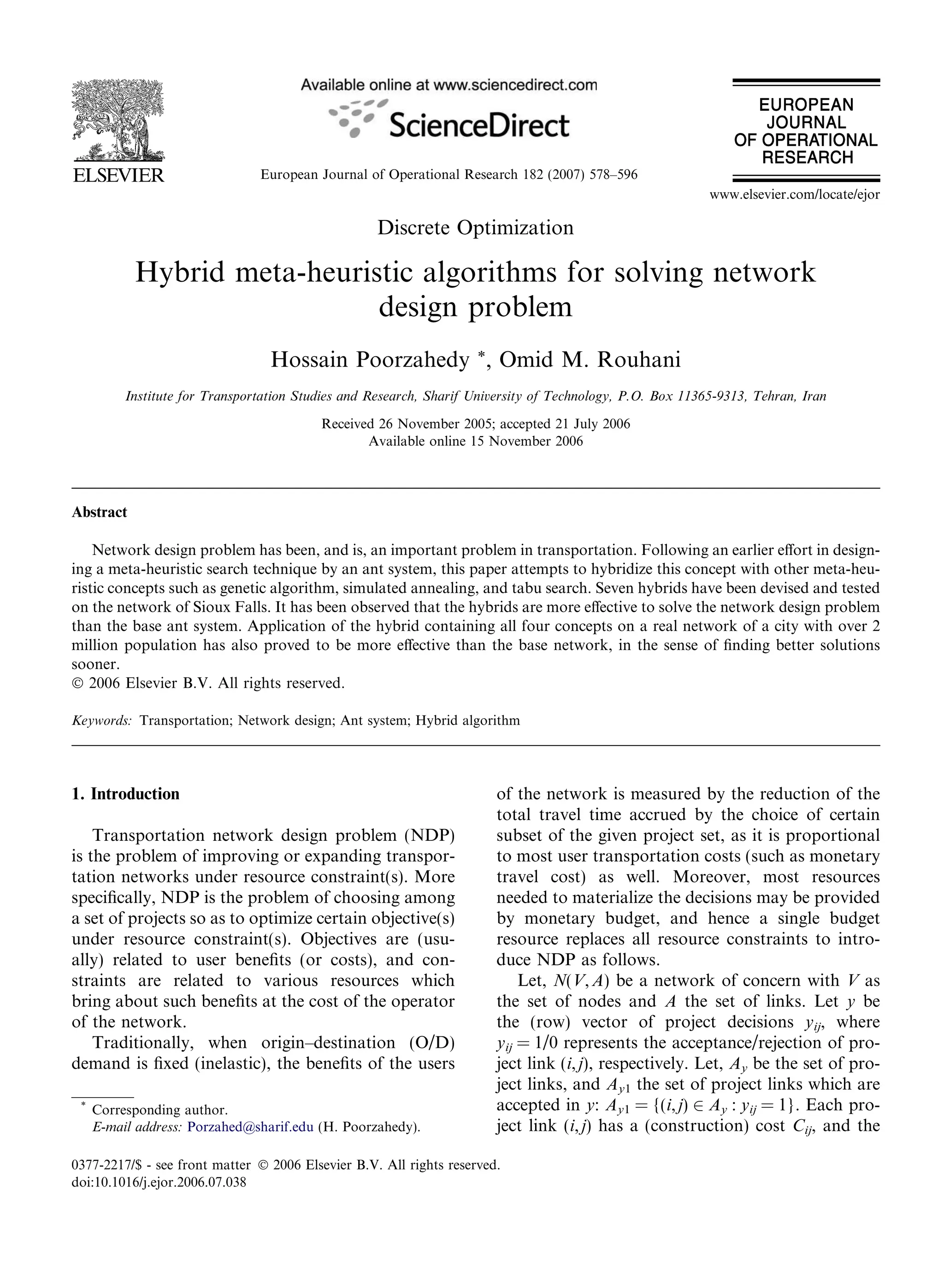Hybrid Meta Heuristic Algorithms For Solving Network Design Problem Pdf