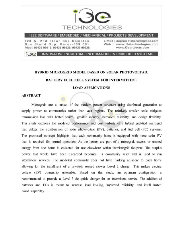 Hybrid microgrid model based on solar photovoltaic battery fuel cell ...