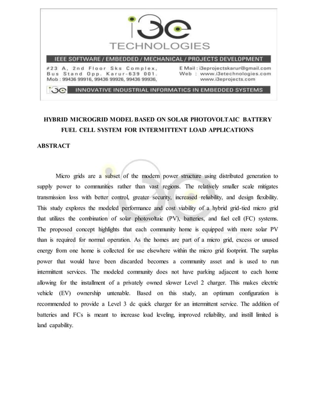 Hybrid microgrid model based on solar photovoltaic battery fuel cell ...