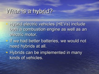 Hybrid Cars Presentation | PPT | Automotive Industry | Industries