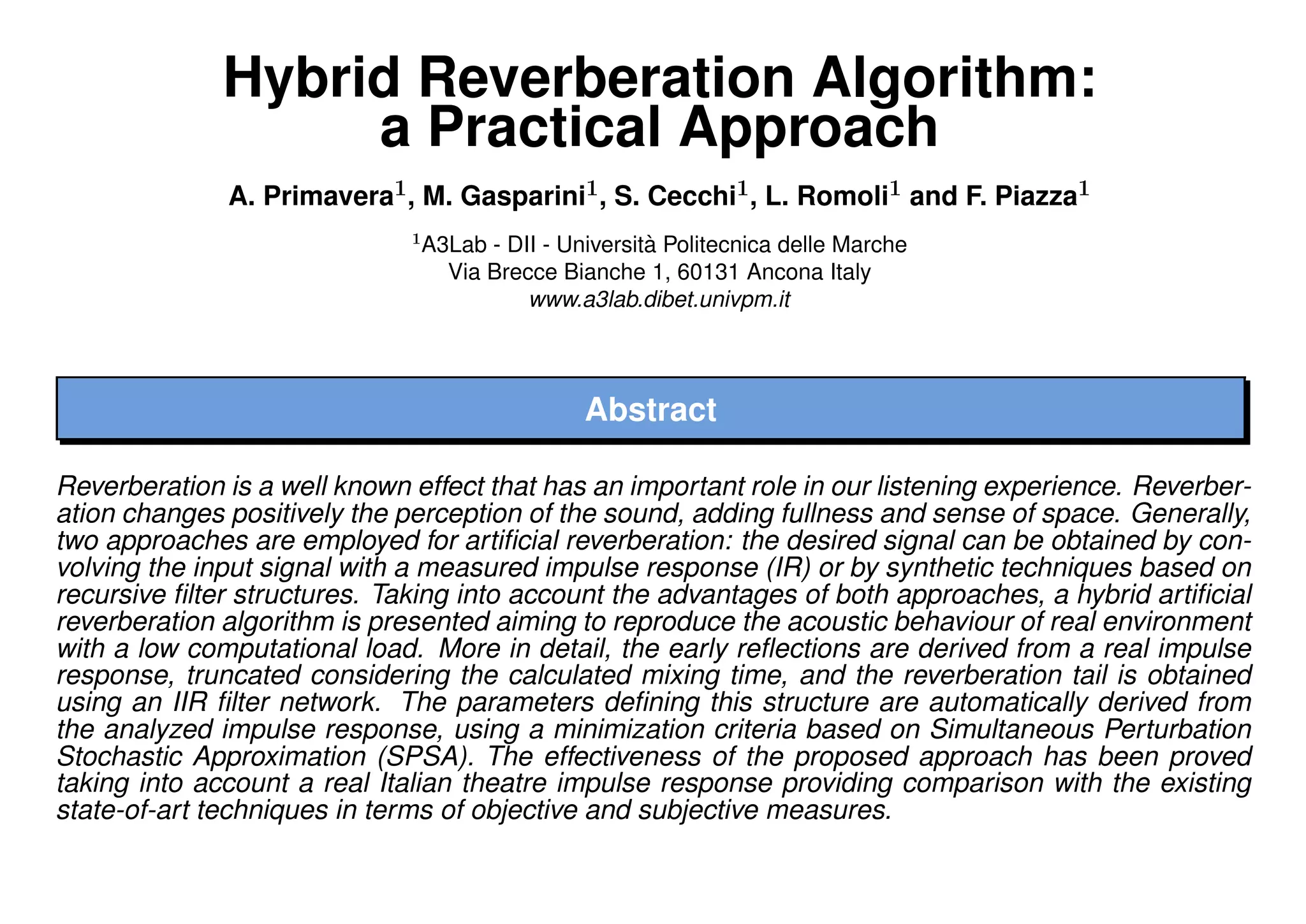Hybrid Reverberation Algorithm A Practical Approach Pdf