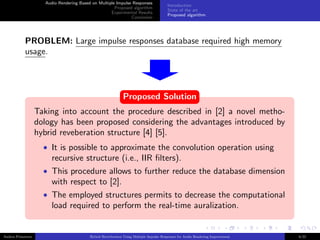 Hybrid Reverberator Using Multiple Impulse Responses for Audio Rendering Improvement | PDF