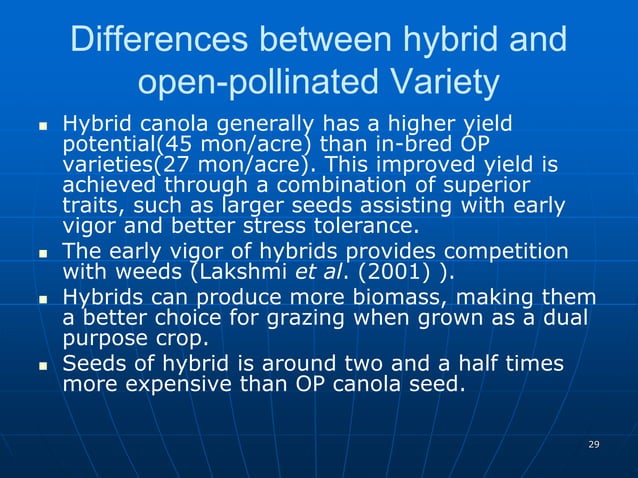 Hybrid seed production in brassica napus (canola) | PPT