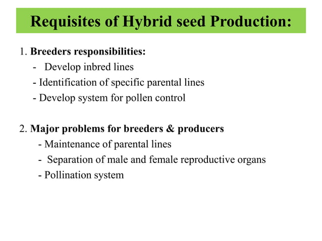 Hybrid seed production principle and practices.pptx | Agriculture ...