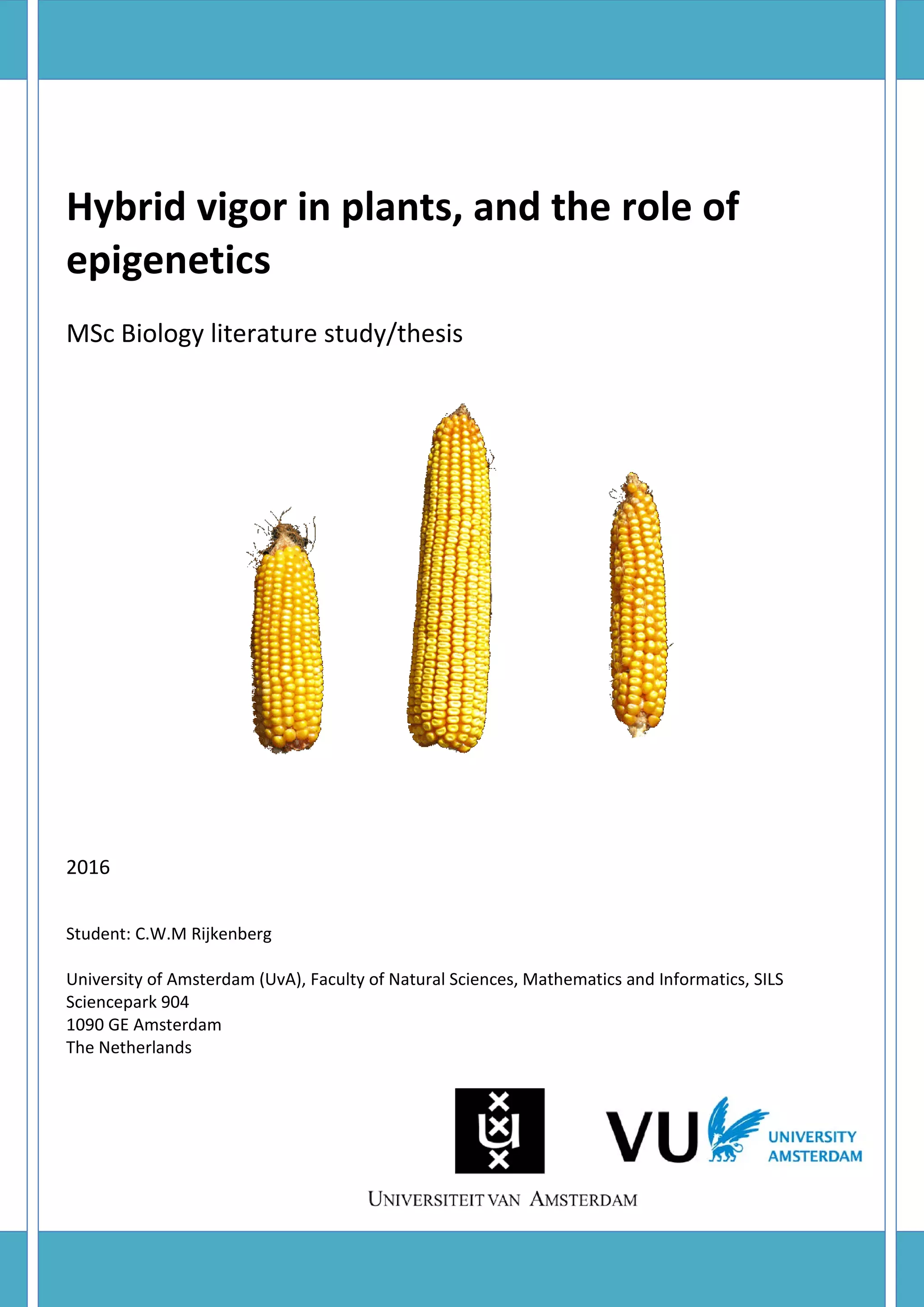 Hybrid vigor in plants, and the role of epigenetics. | PDF