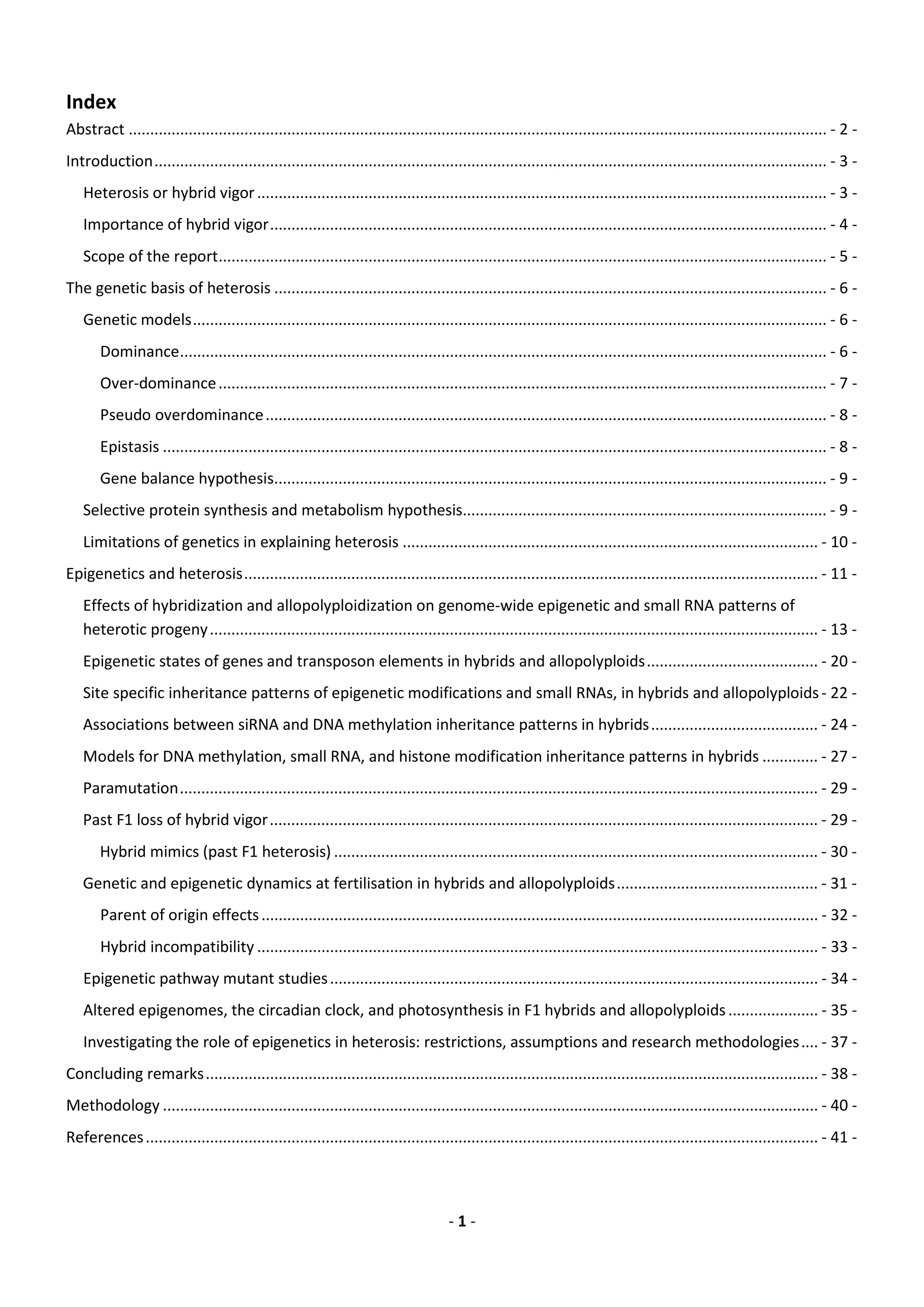 Hybrid vigor in plants, and the role of epigenetics. | PDF