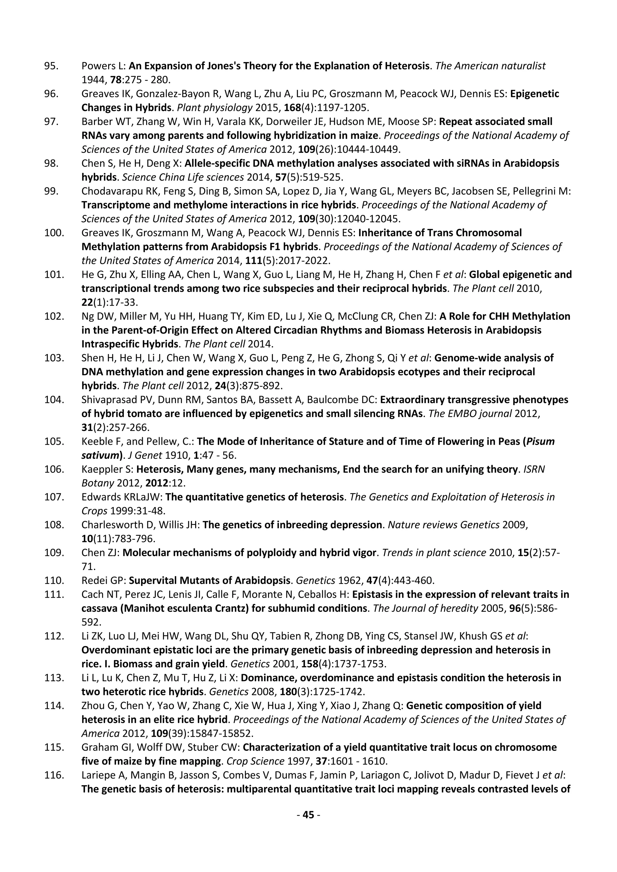 Hybrid vigor in plants, and the role of epigenetics. | PDF