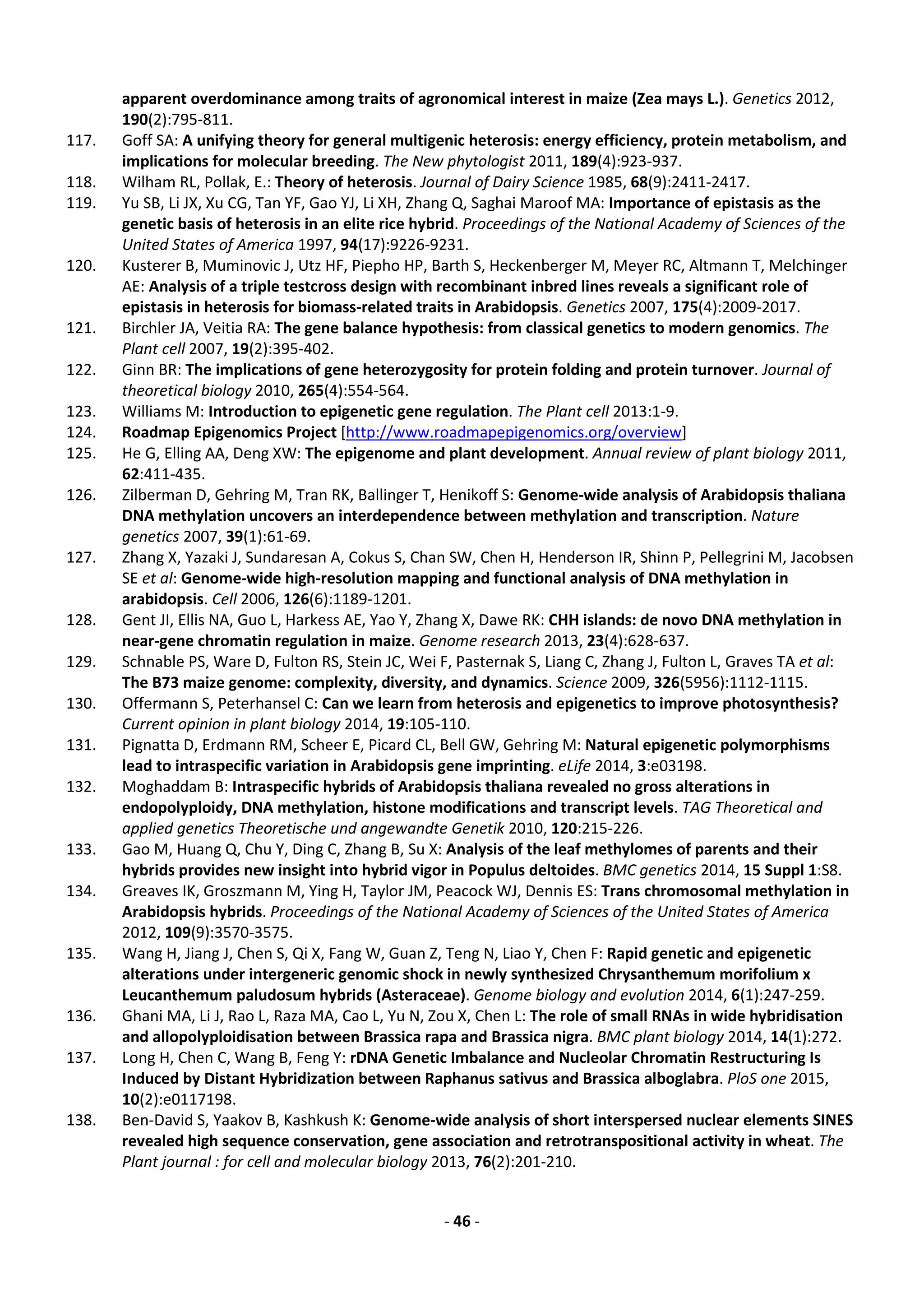 Hybrid vigor in plants, and the role of epigenetics. | PDF