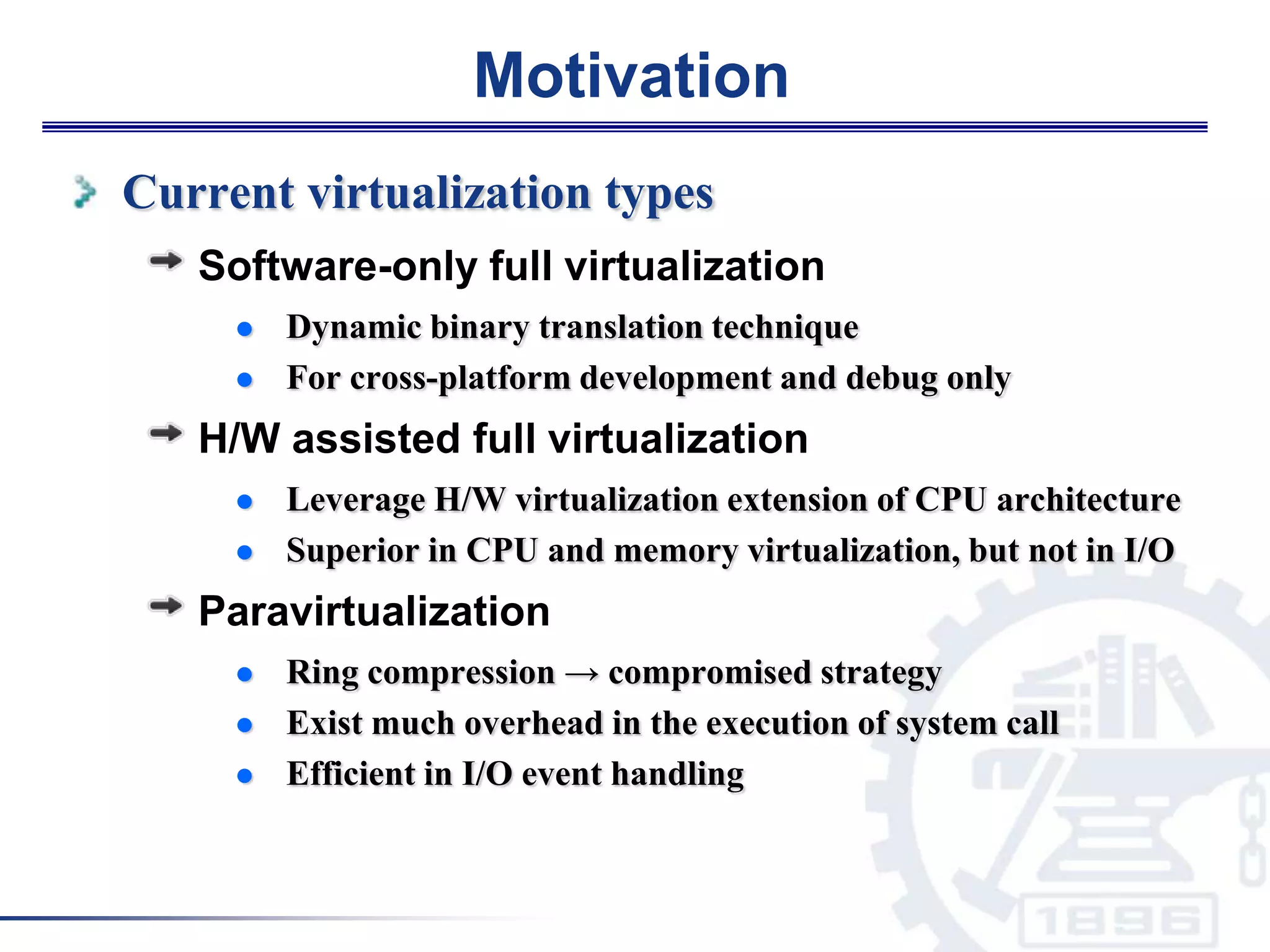 Optimizing Virtual Machines Using Hybrid Virtualization | PPT