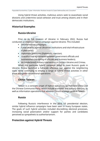 Hybrid Warfare and Hybrid Threats:Definitions and Examples | DOCX