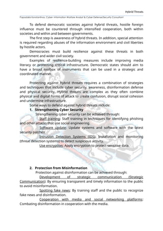 Hybrid Warfare and Hybrid Threats:Definitions and Examples | DOCX