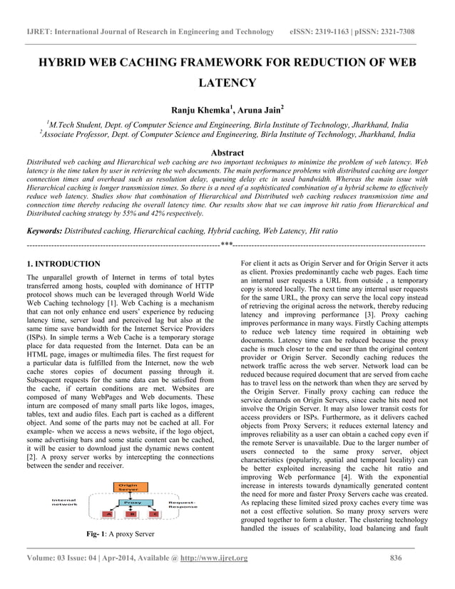 Hybrid Web Caching Framework For Reduction Of Web Pdf