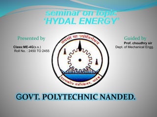 Hydal energy .....Energy obtained by water | PPTX