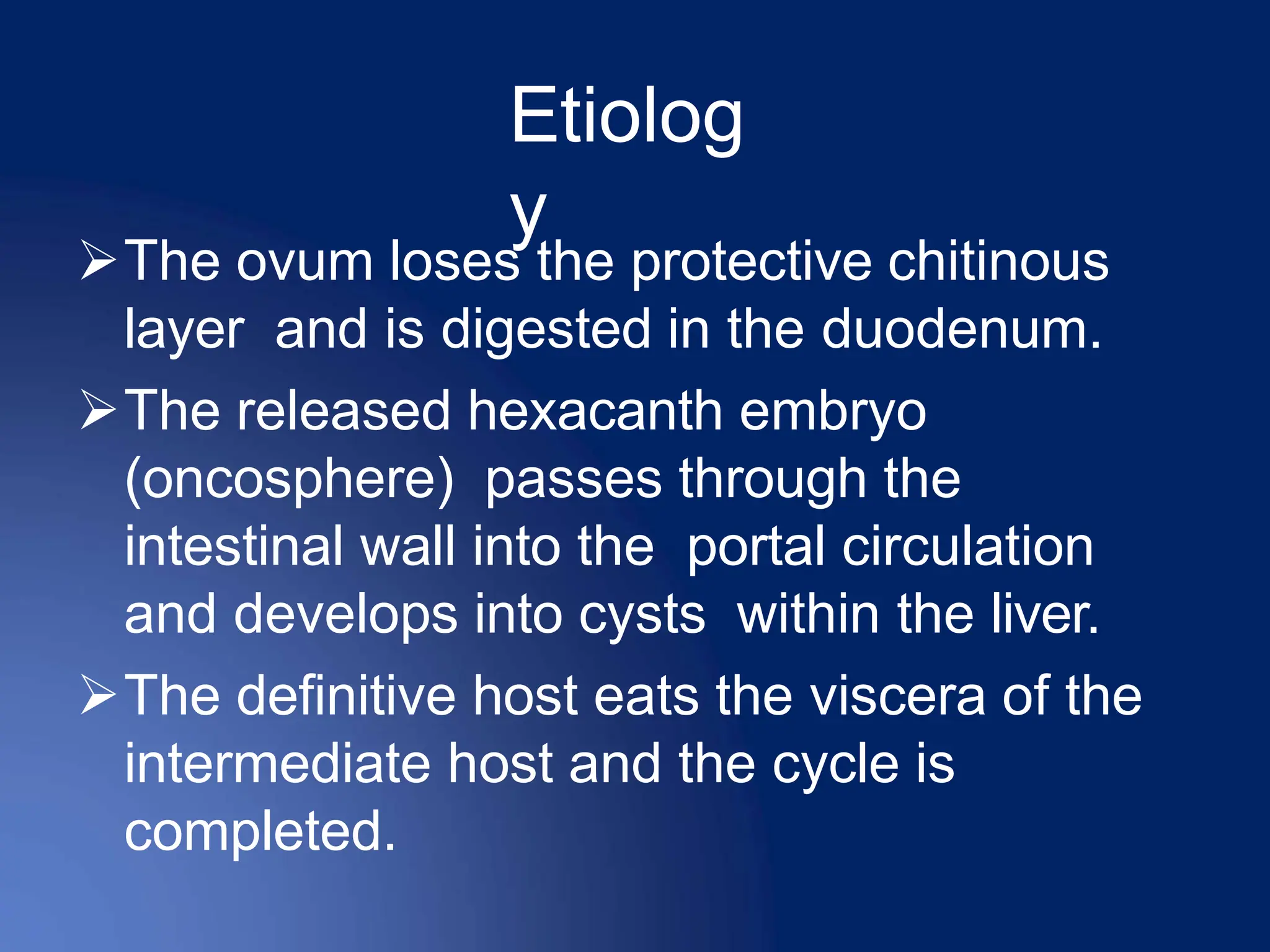 Hydatid Cyst etiology and presentation with diagnosis | PPTX