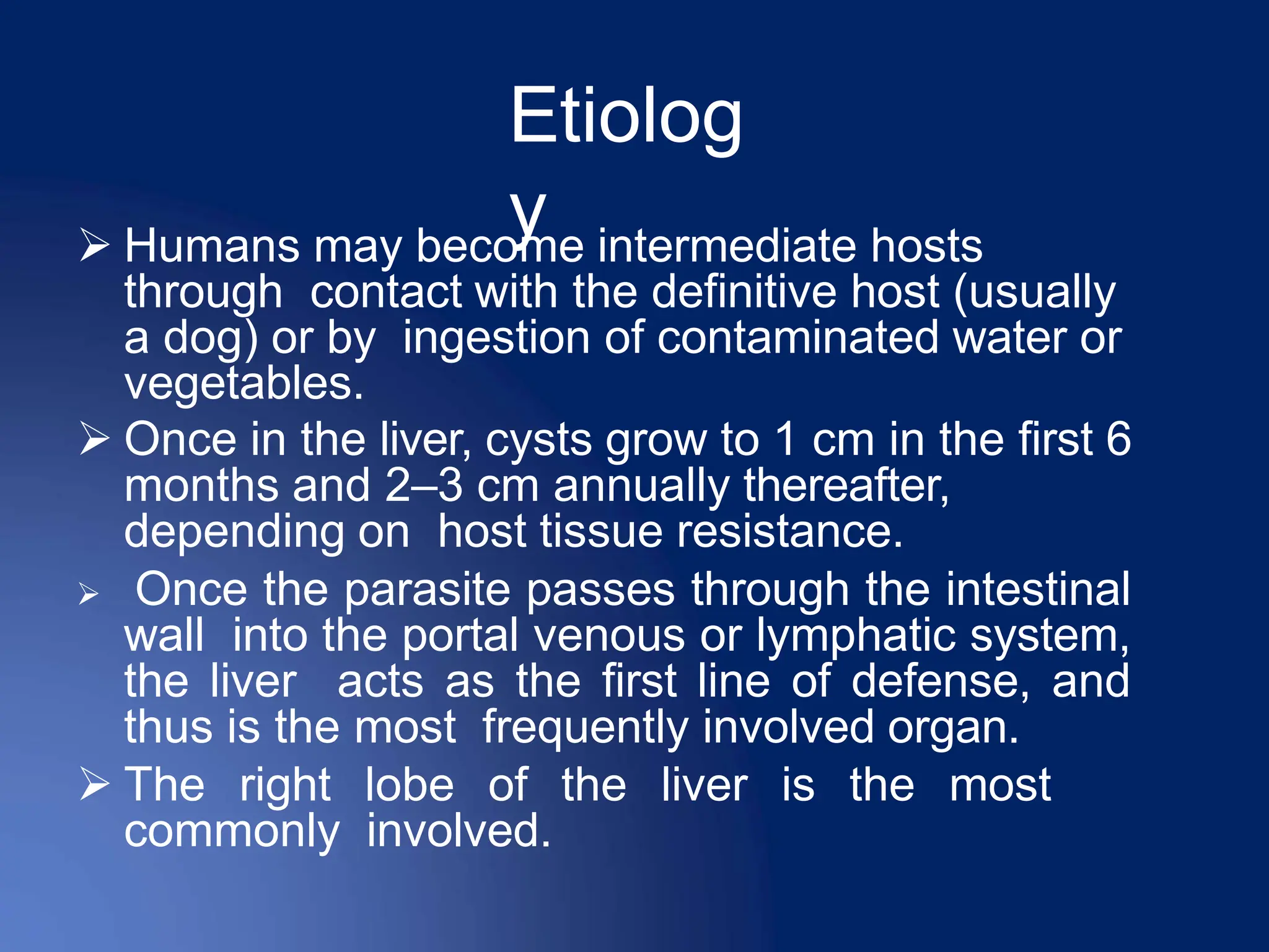 Hydatid Cyst etiology and presentation with diagnosis | PPTX