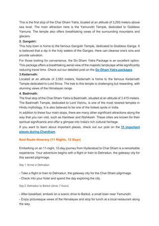 Hyderabad to Char Dham Yatra – Travel Tips and Route Guide | PDF