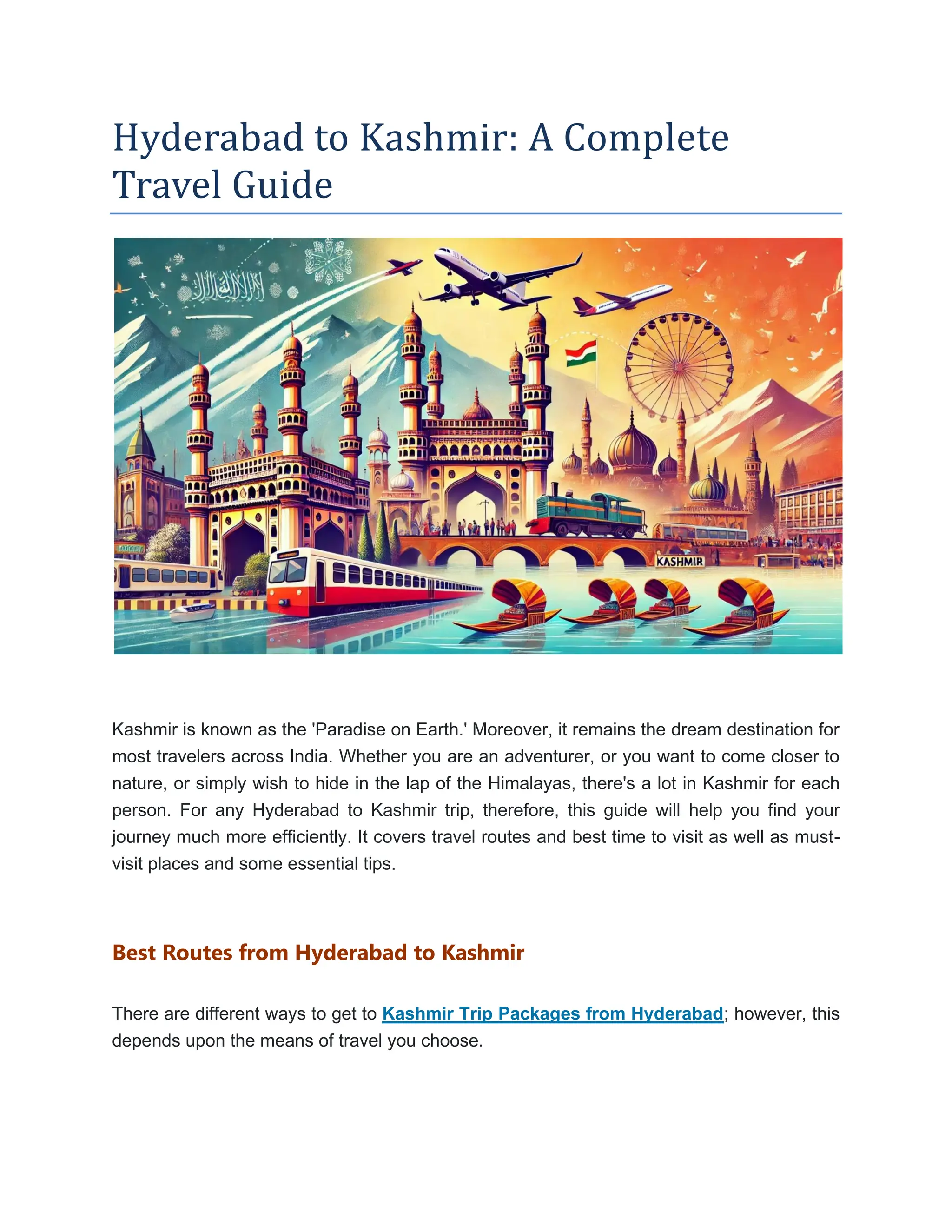 Hyderabad to Kashmir: A Complete Travel Guide | PDF