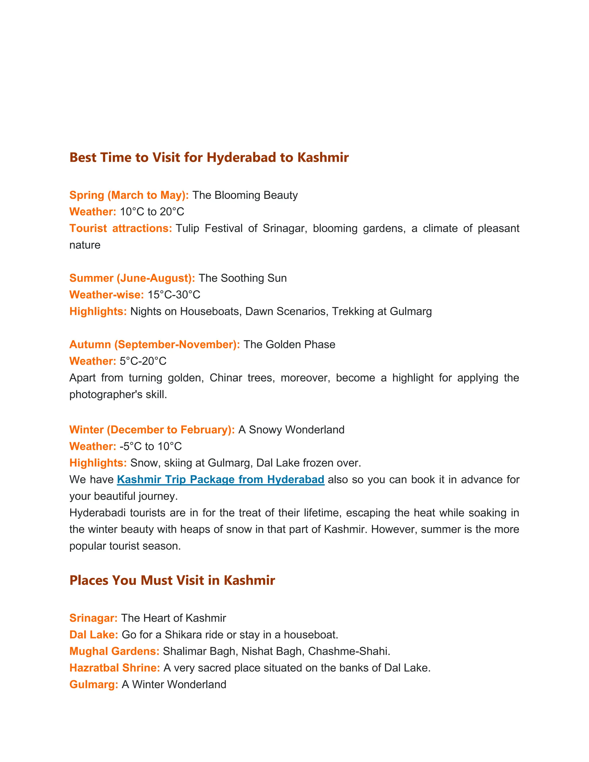Hyderabad to Kashmir: A Complete Travel Guide | PDF