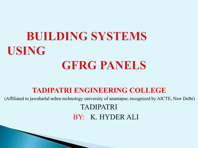 GFRG PANELS | PPTX | Civil Engineering Industry | Industries