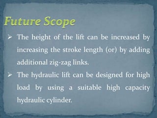 Design & Fabrication of Hydraulic Lift | PPTX