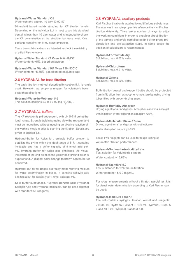 Honeywell Hydranal Manual | PPTX | Chemistry | Science