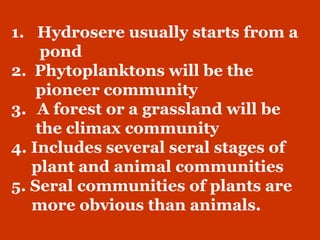 Hydrosere (Hydrarch Succession) | PPTX