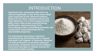 Hydrated Lime – Key Features in Chemical Industry | PPTX