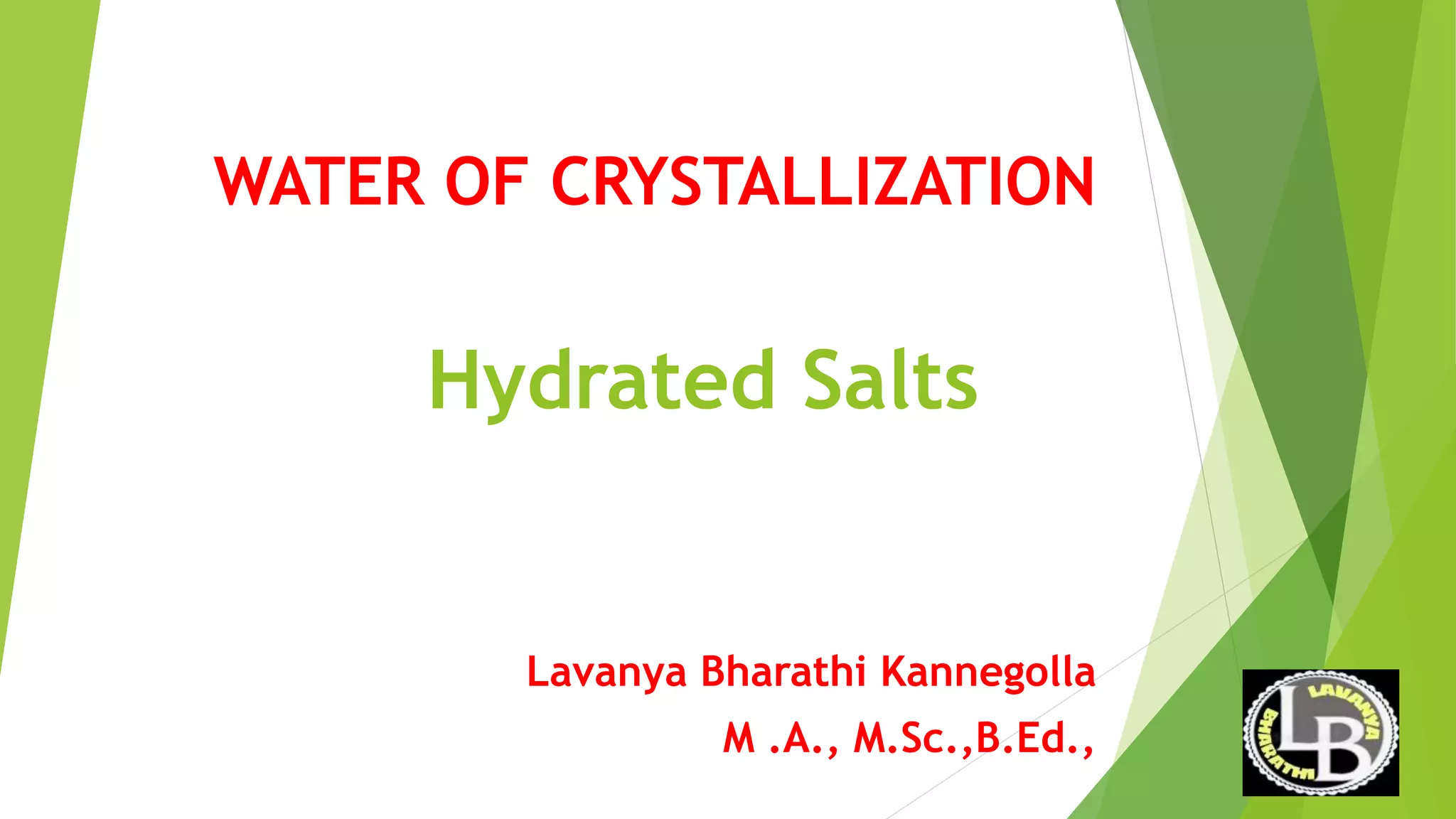 Hydrated salts | PPTX