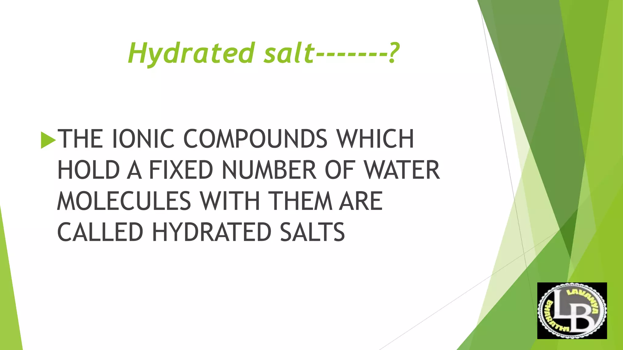 Hydrated salts | PPTX