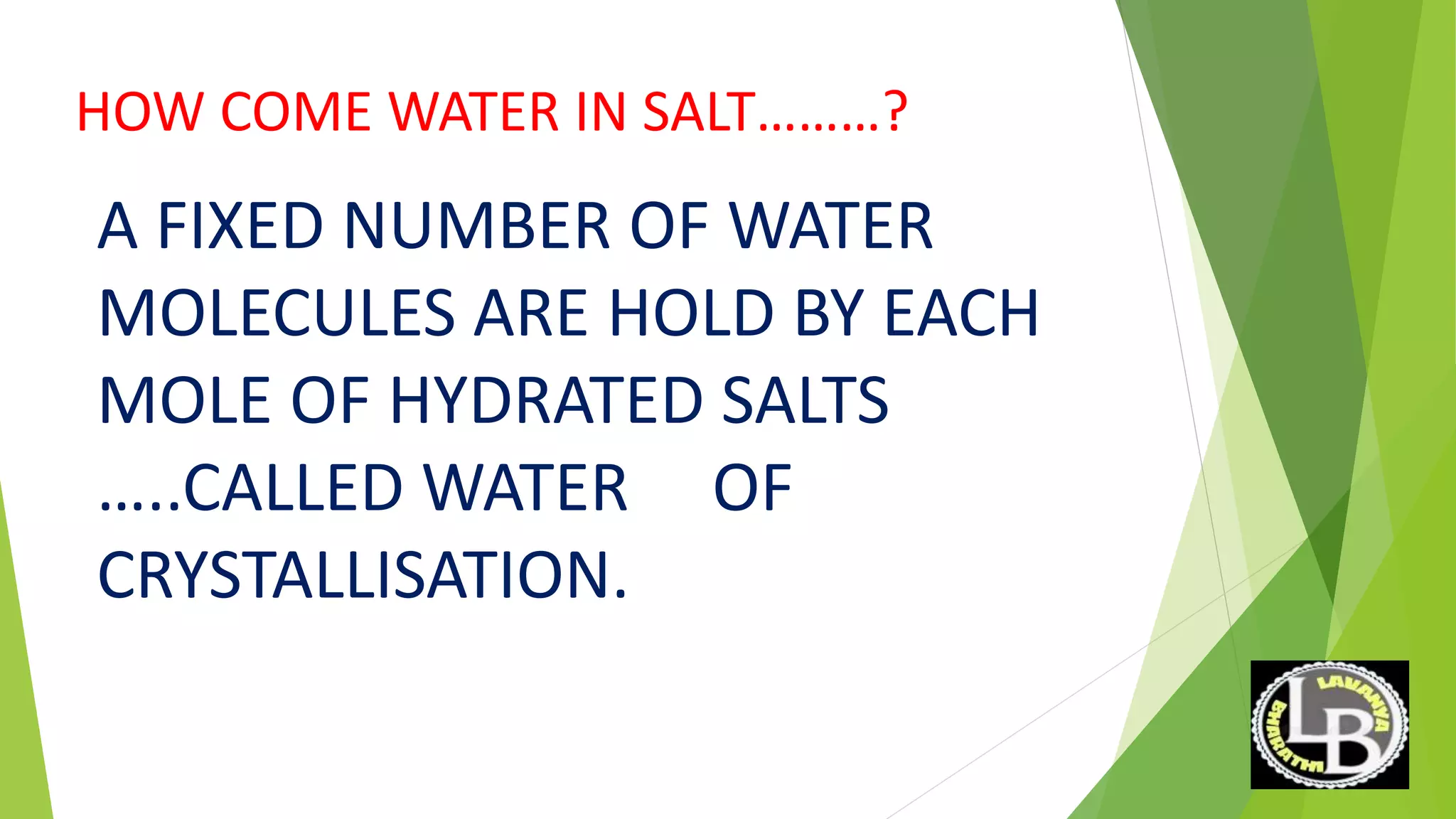 Hydrated salts | PPTX