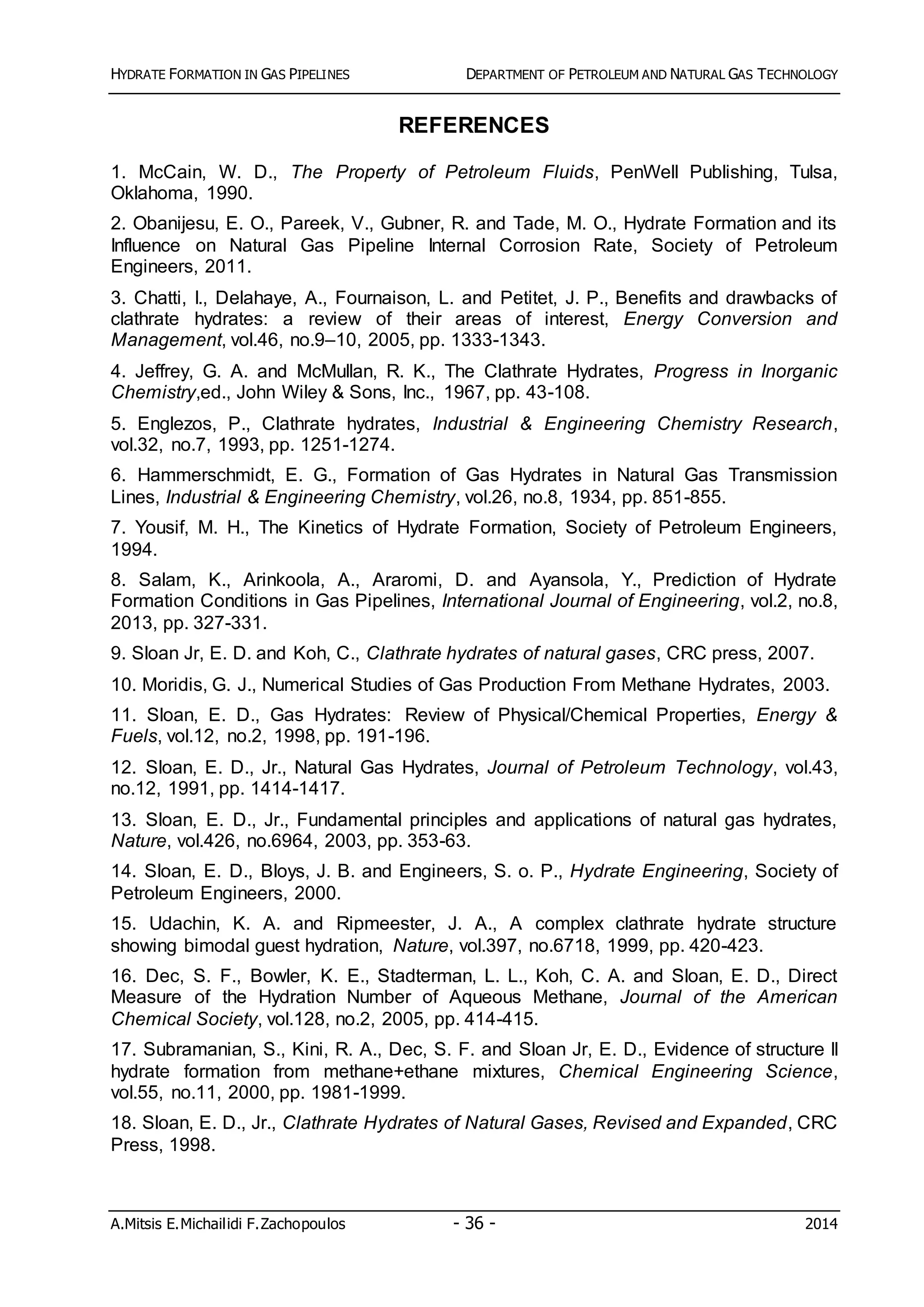 Hydrate formation in gas pipelines | DOCX