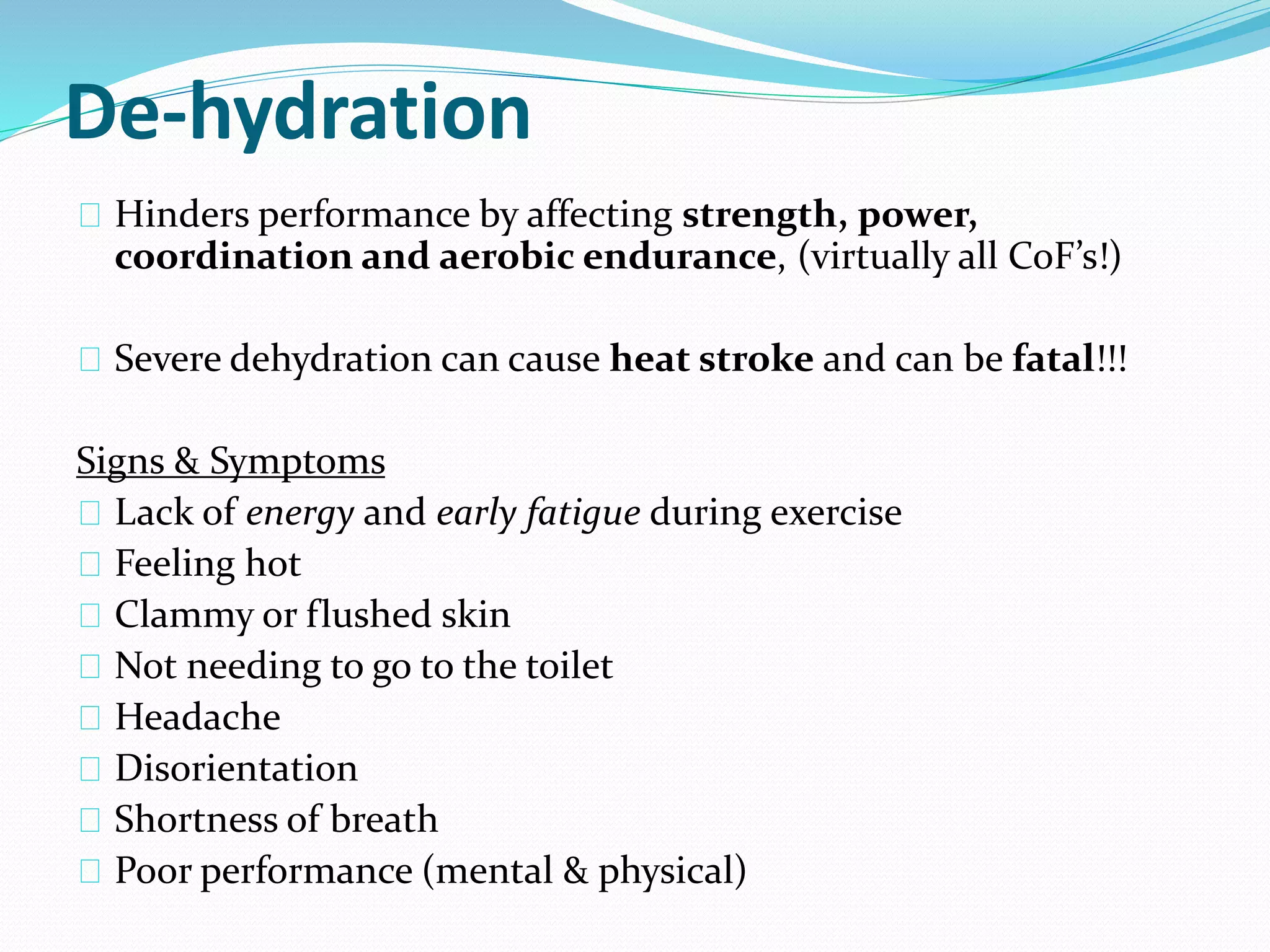 Hydration and the role of Sports Drinks | PPTX