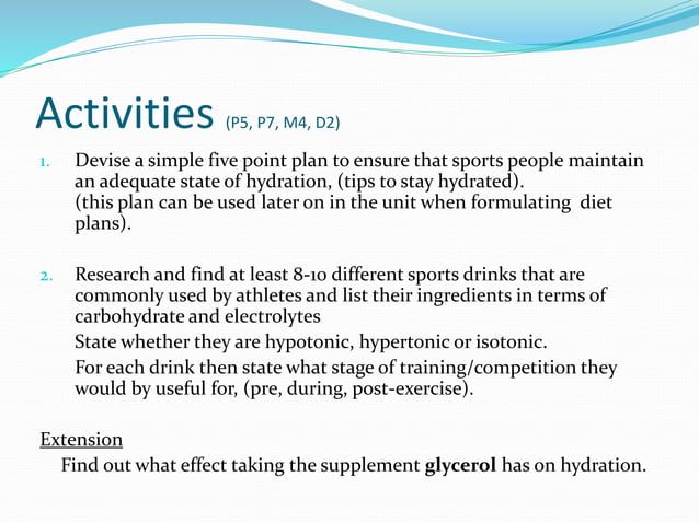Hydration and the role of Sports Drinks | PPTX