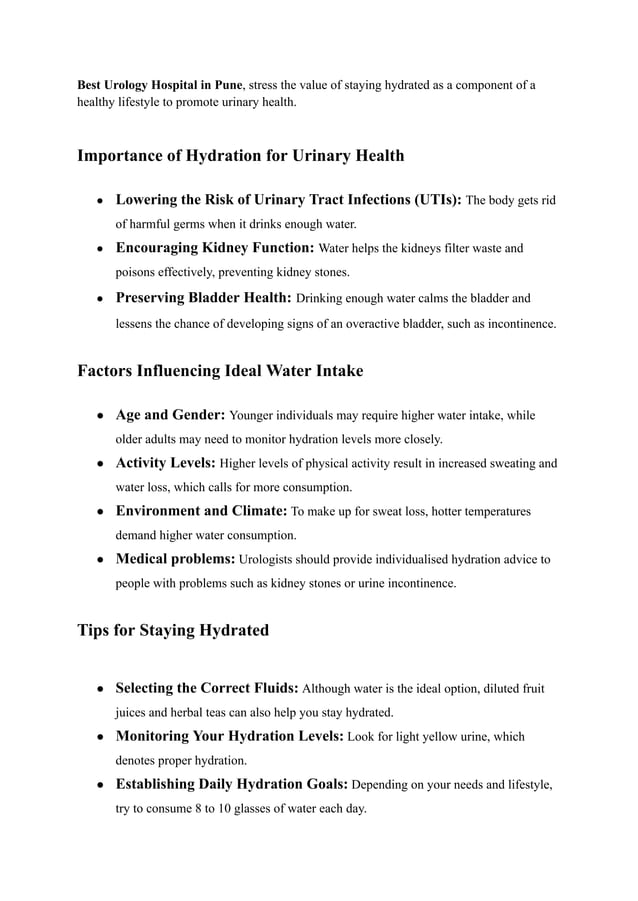 Hydration and Urinary Health: Discover Your Ideal Water Intake | PDF