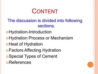 Hydration of cement | PPTX