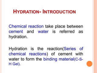 Hydration of cement | PDF | Chemistry | Science