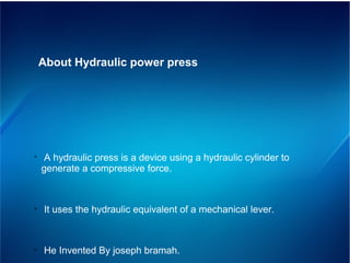 Hydraulic Power Press | PPT