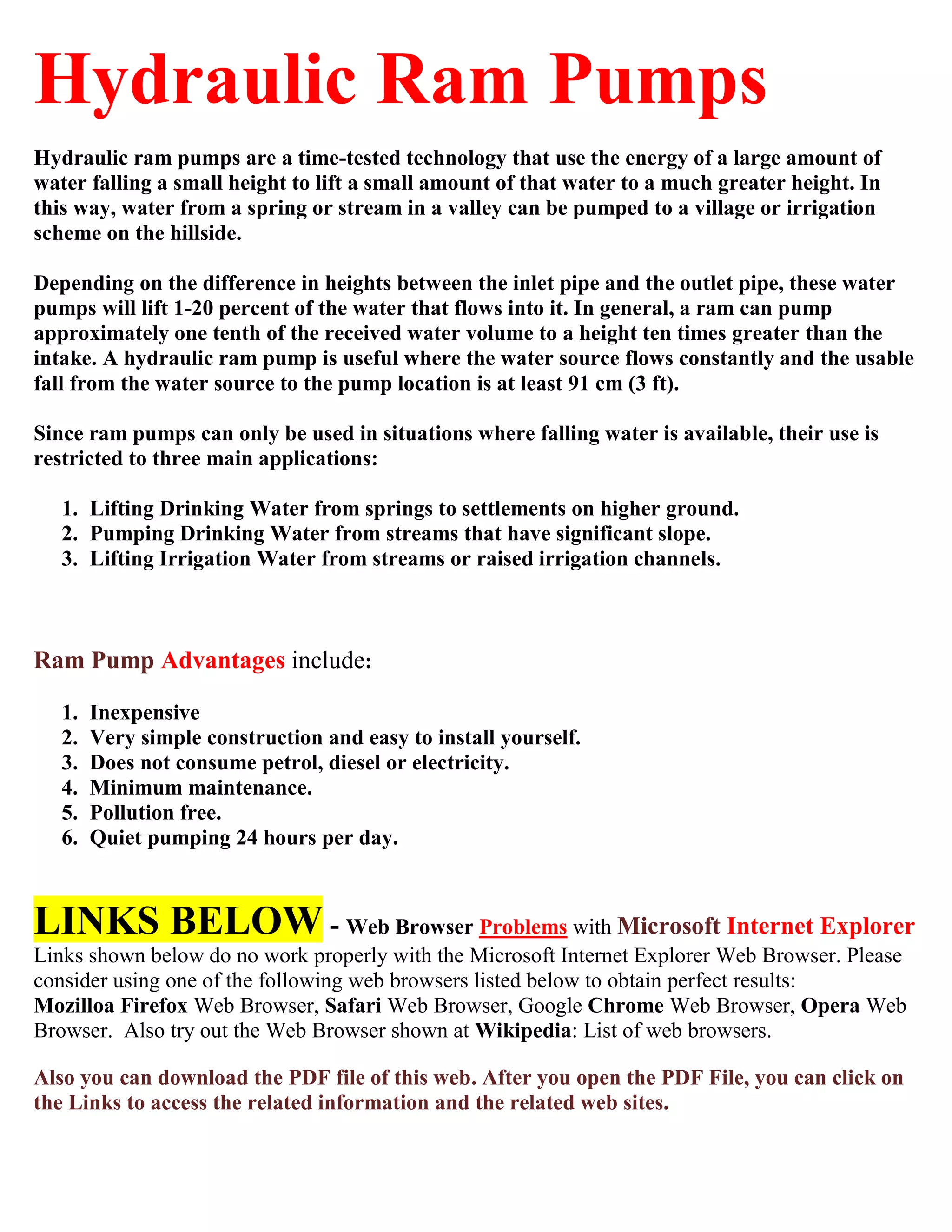 Hydraulic Ram Pump | PDF