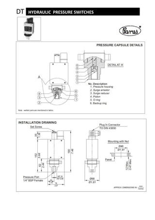 Hydraulic Range Pressure Switch DT Series | PDF