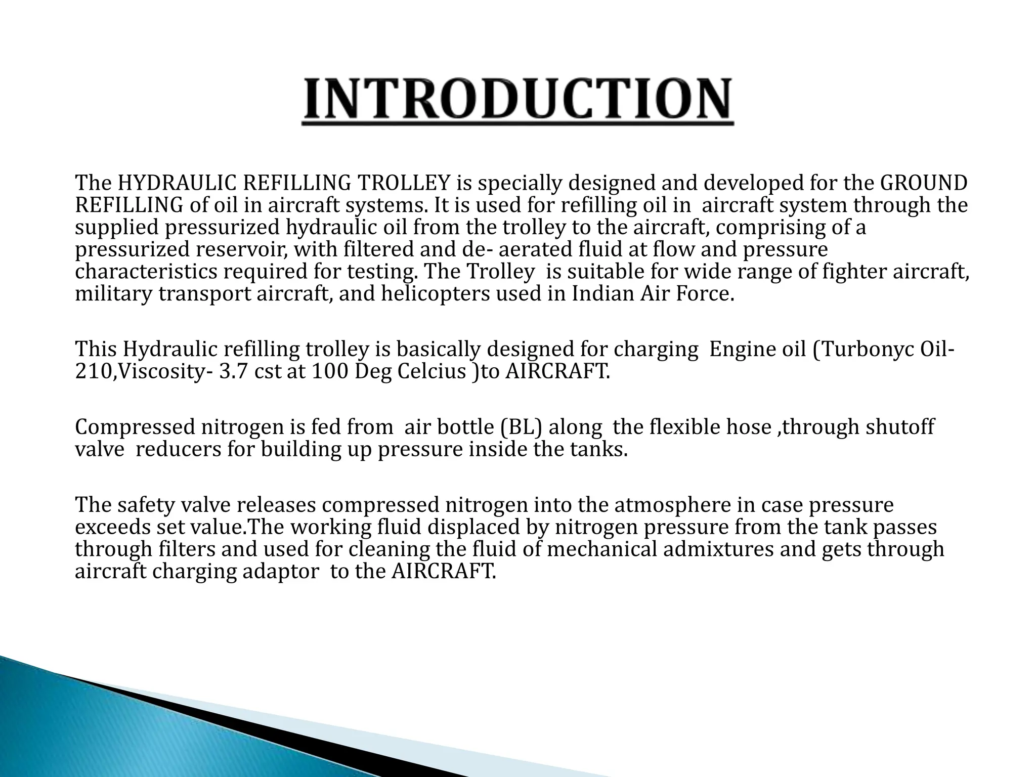HYDRAULIC REFILLING TROLLEY - NEOMETRIX DEFENCE | PPTX