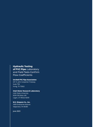 Hydraulic Testing of Pvc Pipe Laboratory and Field Tests Confirm Flow ...