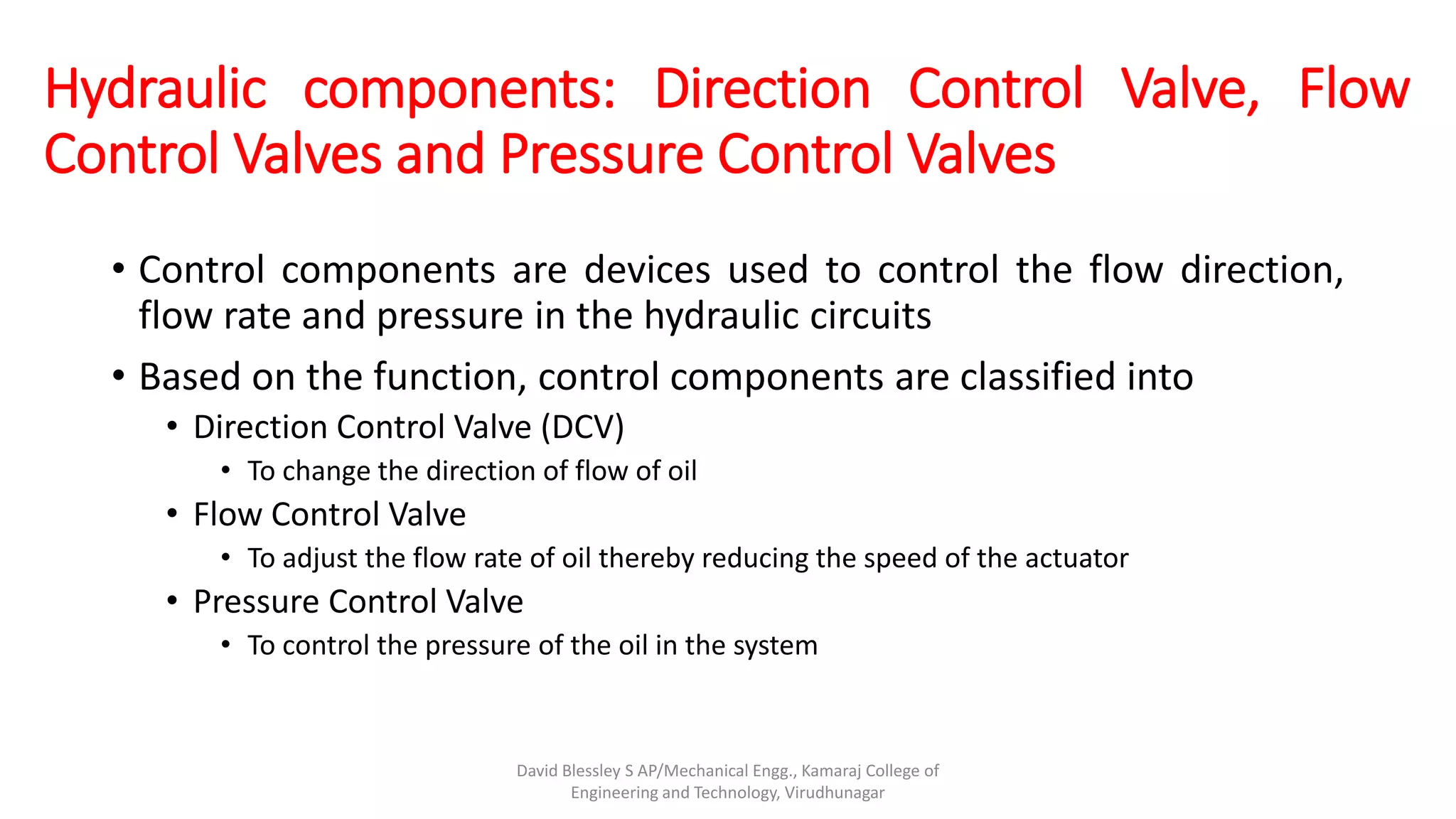 Hydraulic actuators and control components | PPTX